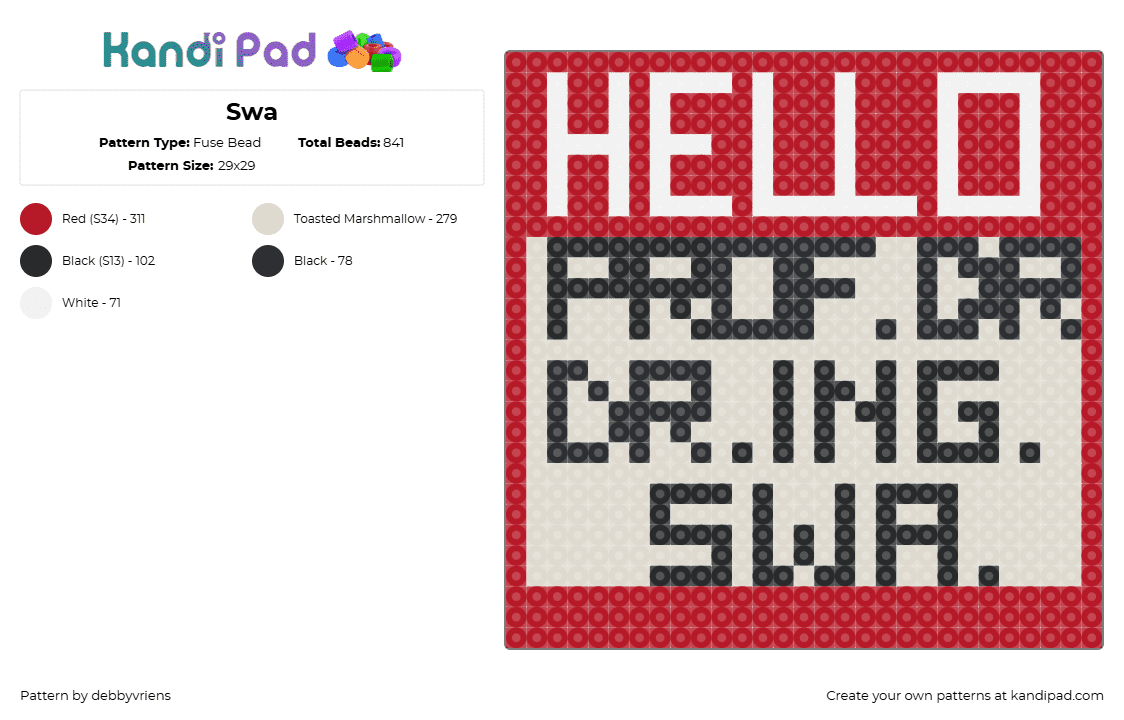 Swa Fuse Bead Pattern - Kandi Pad | Kandi Patterns, Fuse Bead Patterns ...
