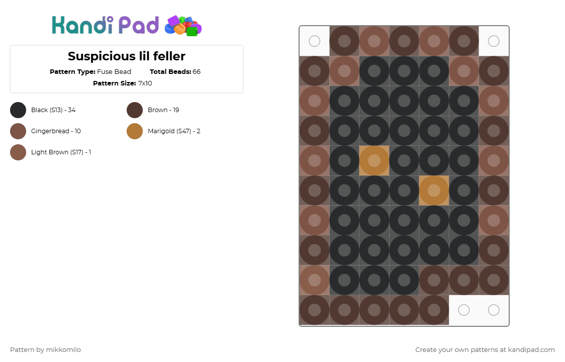 Suspicious lil feller Fuse Bead Pattern - Kandi Pad | Kandi Patterns ...