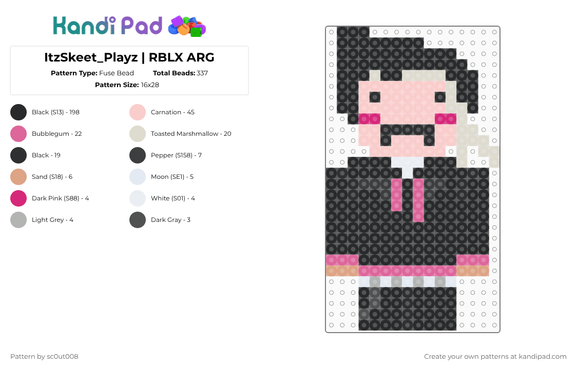 ItzSkeet_Playz | RBLX ARG Fuse Bead Pattern - Kandi Pad | Kandi ...
