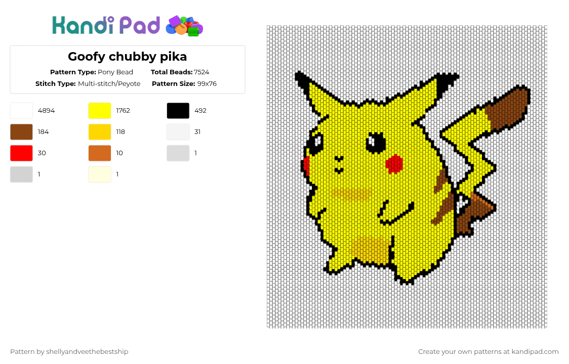 Goofy chubby pika Pony Bead Pattern - Kandi Pad | Kandi Patterns, Fuse ...