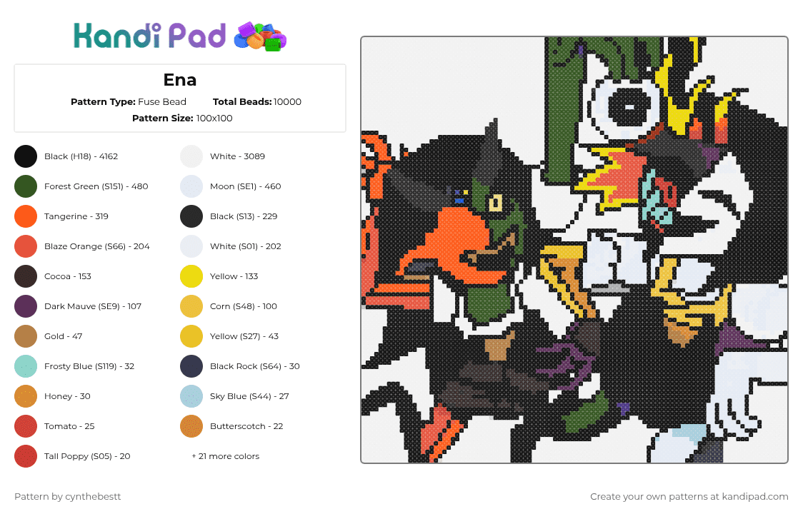 Ena Fuse Bead Pattern - Kandi Pad | Kandi Patterns, Fuse Bead Patterns ...