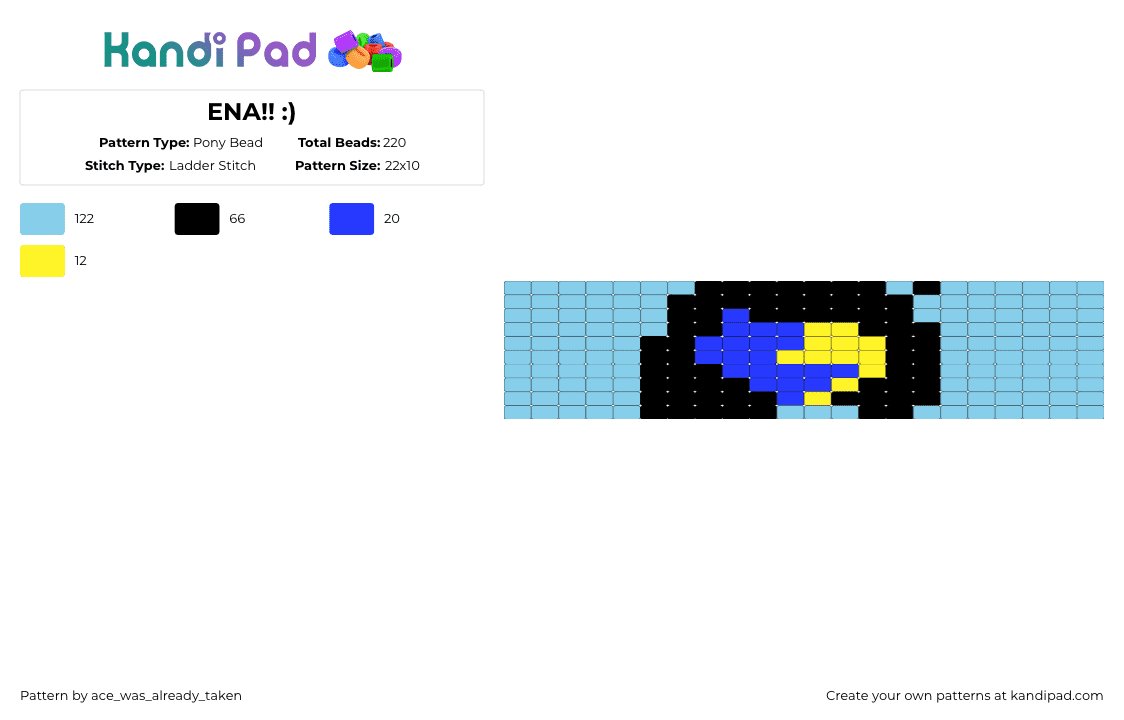 ENA!! :) Pony Bead Pattern - Kandi Pad | Kandi Patterns, Fuse Bead ...