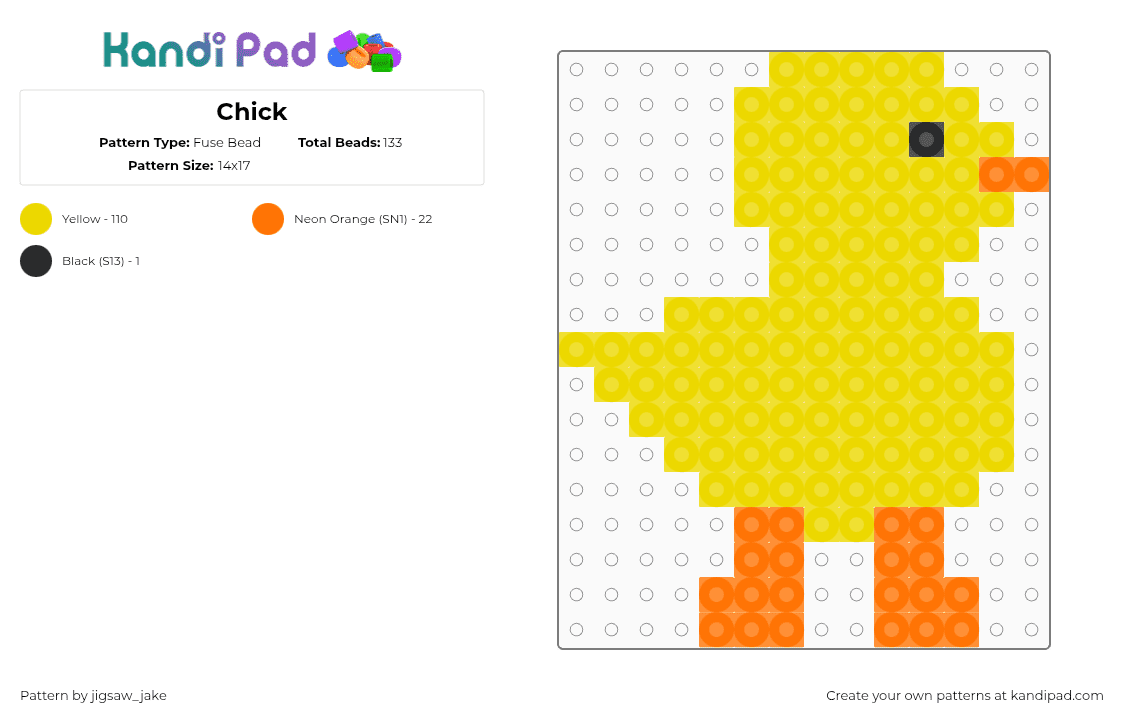 Chick Fuse Bead Pattern - Kandi Pad | Kandi Patterns, Fuse Bead ...