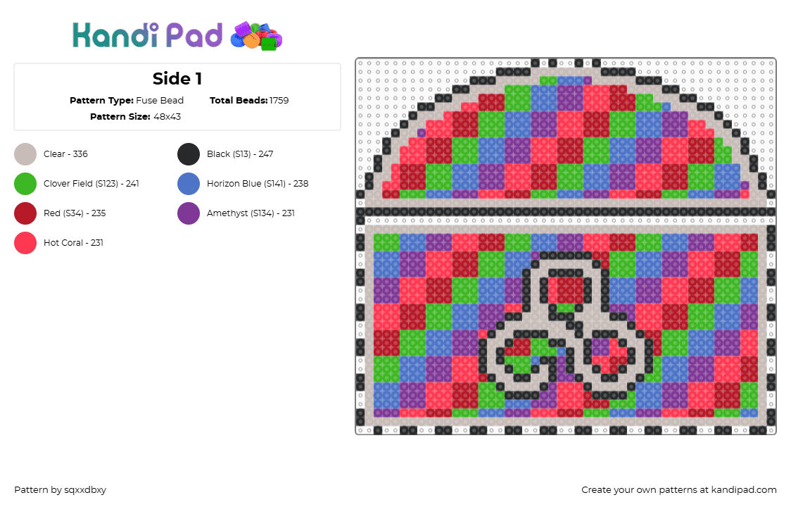 Side 1 Fuse Bead Pattern - Kandi Pad | Kandi Patterns, Fuse Bead ...