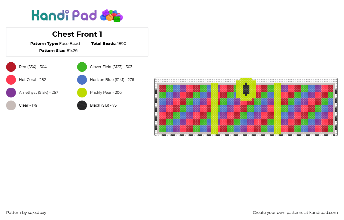 Chest Front 1 Fuse Bead Pattern - Kandi Pad | Kandi Patterns, Fuse Bead ...