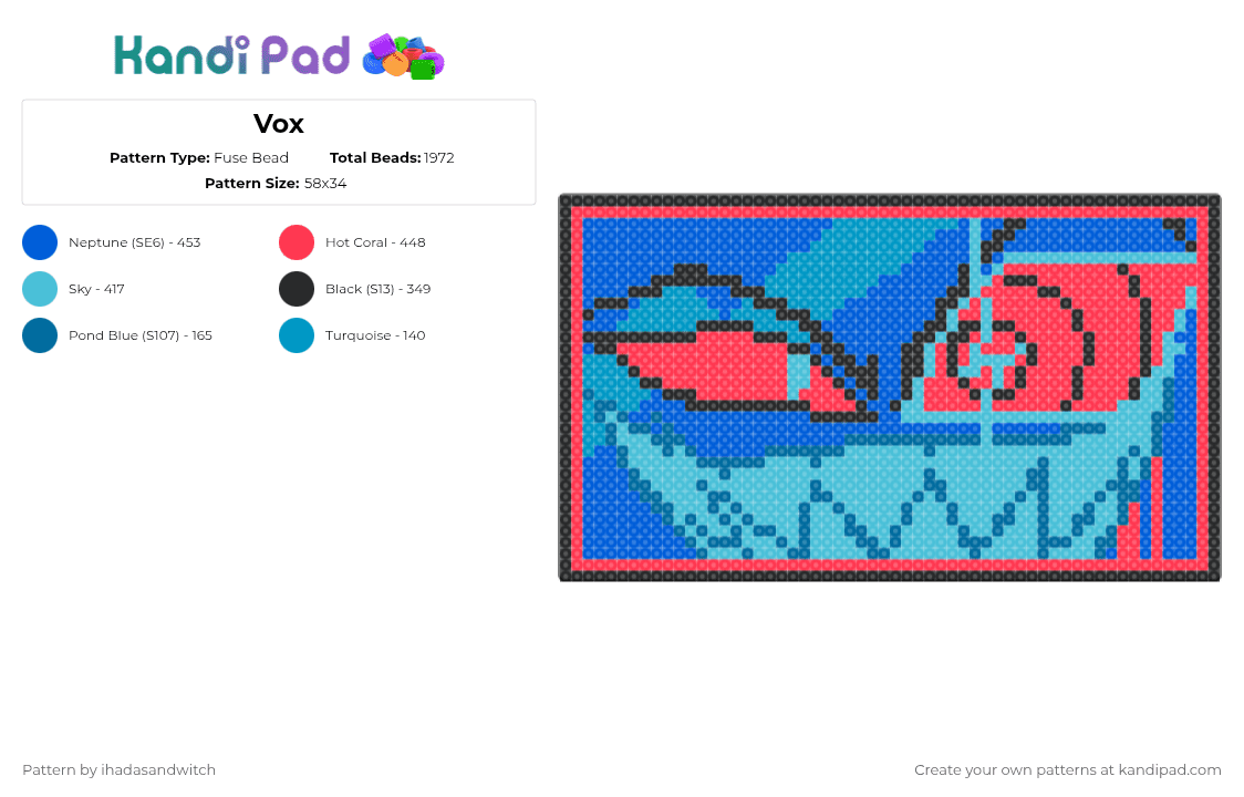 Vox Fuse Bead Pattern - Kandi Pad | Kandi Patterns, Fuse Bead Patterns ...