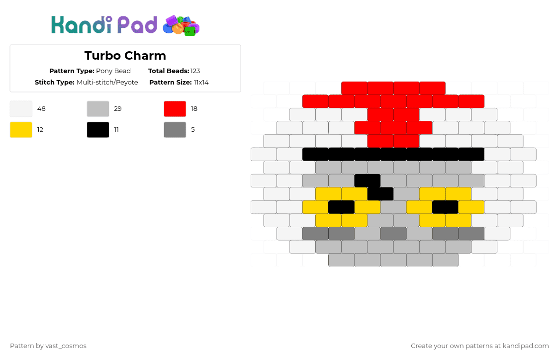 Turbo Charm Pony Bead Pattern - Kandi Pad | Kandi Patterns, Fuse Bead ...