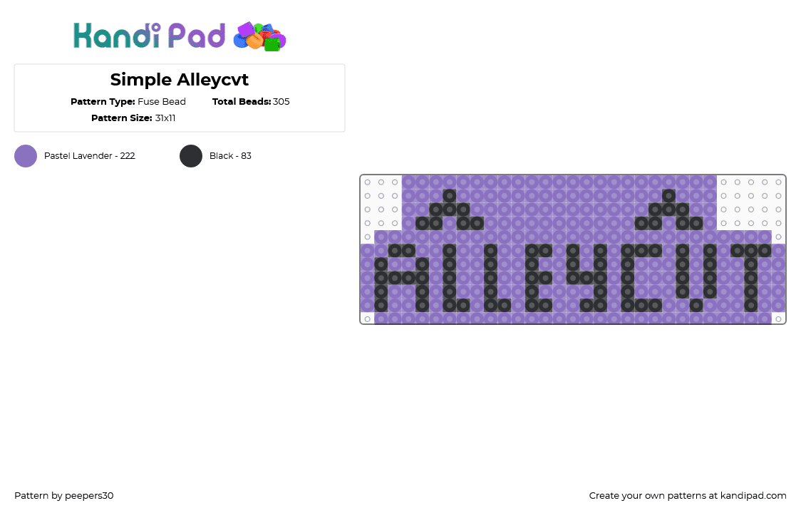 Simple Alleycvt Fuse Bead Pattern - Kandi Pad | Kandi Patterns, Fuse ...