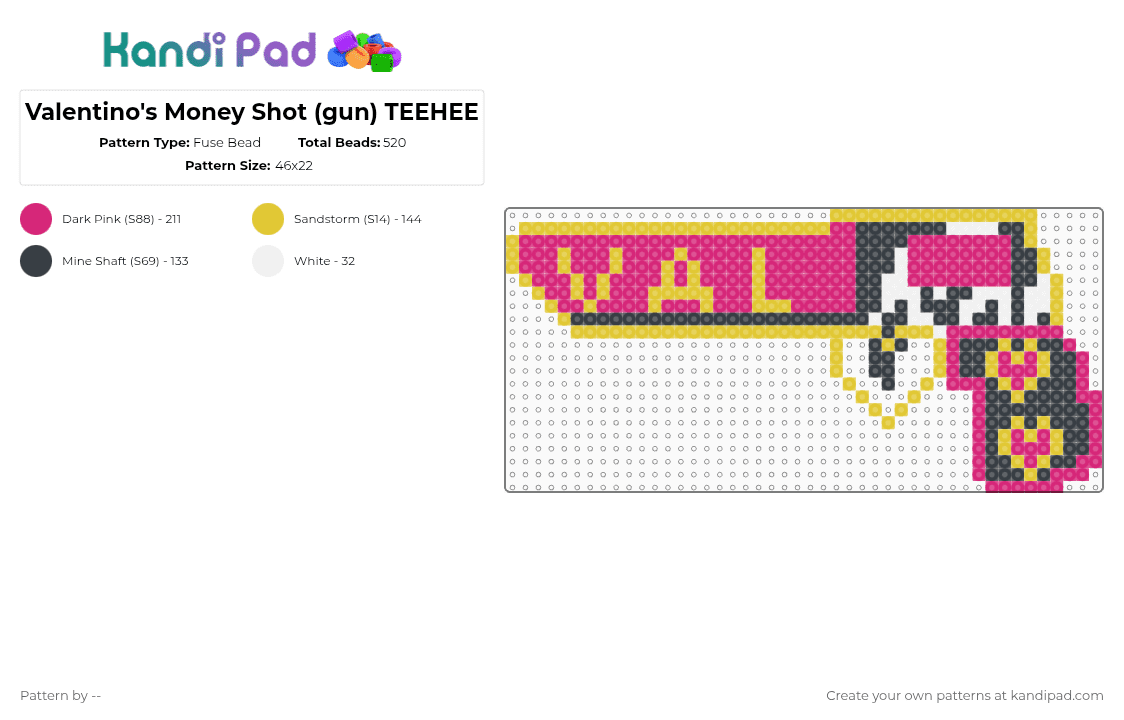Valentino's Money Shot (gun) TEEHEE Fuse Bead Pattern - Kandi Pad ...