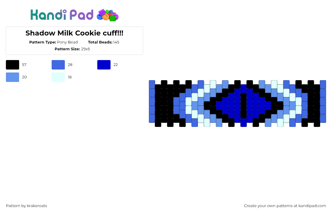 Shadow Milk Cookie cuff!!! Pony Bead Pattern - Kandi Pad | Kandi ...