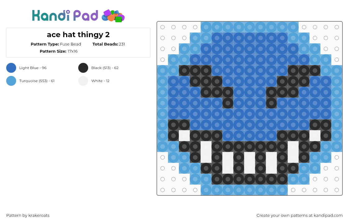 Ace hat thingy 2 Fuse Bead Pattern - Kandi Pad | Kandi Patterns, Fuse ...