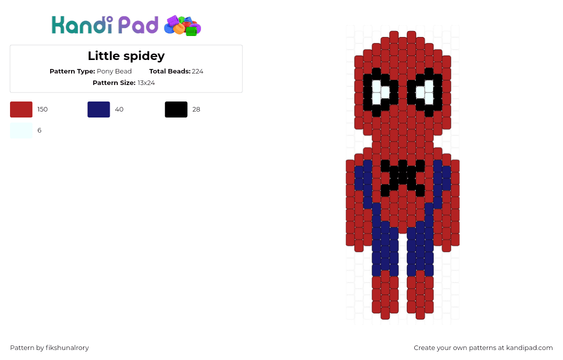 Little spidey Pony Bead Pattern - Kandi Pad | Kandi Patterns, Fuse Bead ...