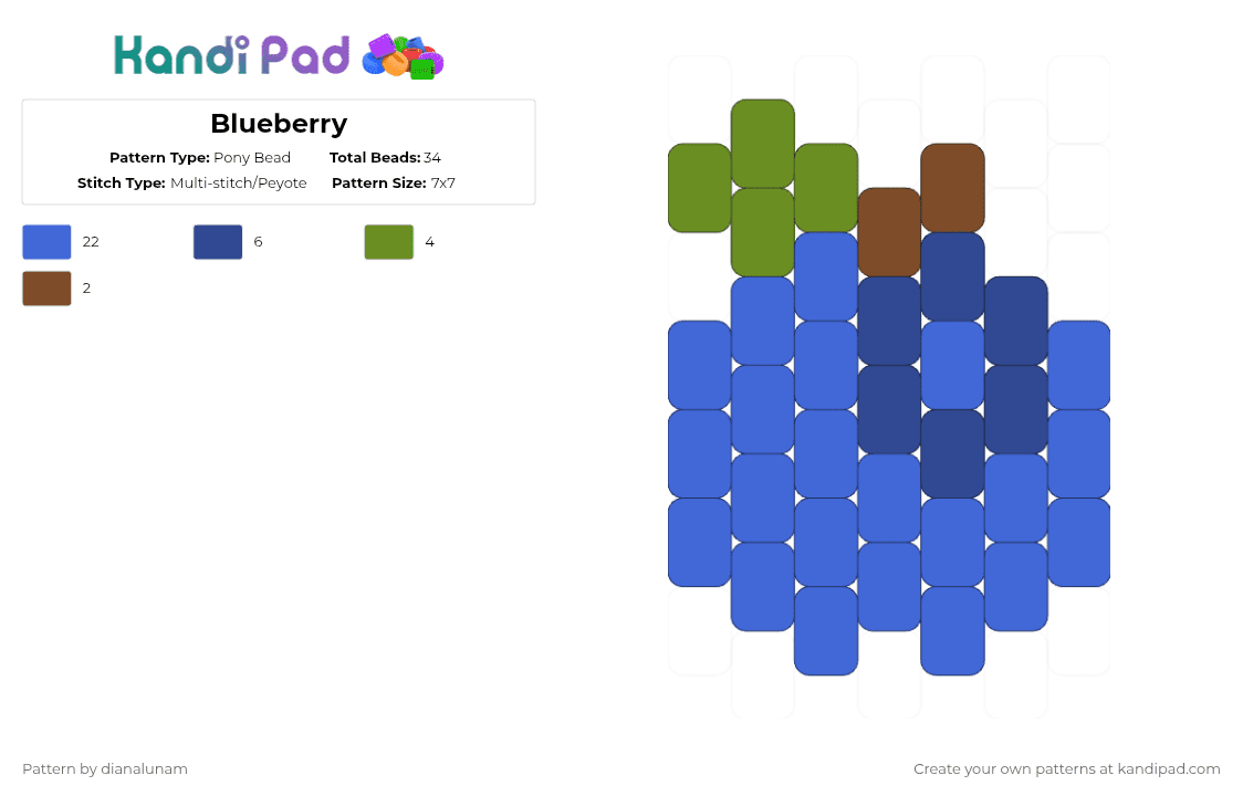 Blueberry Pony Bead Pattern - Kandi Pad | Kandi Patterns, Fuse Bead ...