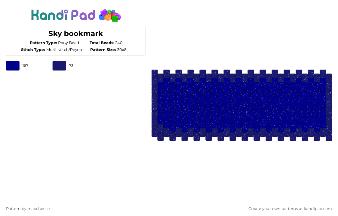 Sky bookmark Pony Bead Pattern - Kandi Pad | Kandi Patterns, Fuse Bead ...