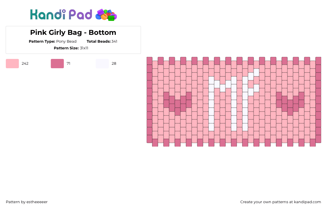 Pink Girly Bag - Bottom Pony Bead Pattern - Kandi Pad | Kandi Patterns ...
