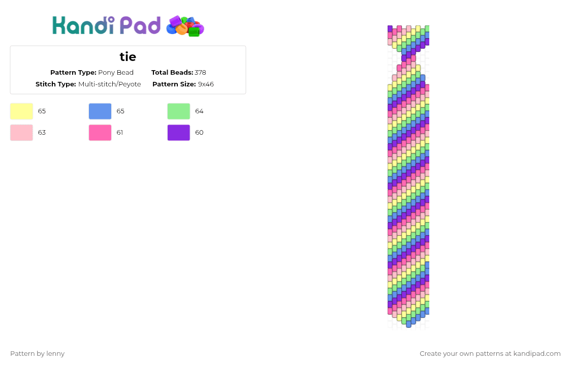 Tie Pony Bead Pattern - Kandi Pad | Kandi Patterns, Fuse Bead Patterns ...