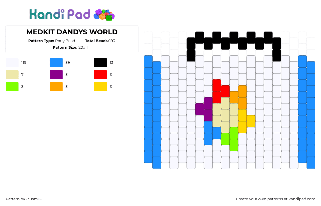 MEDKIT DANDYS WORLD Pony Bead Pattern - Kandi Pad | Kandi Patterns ...
