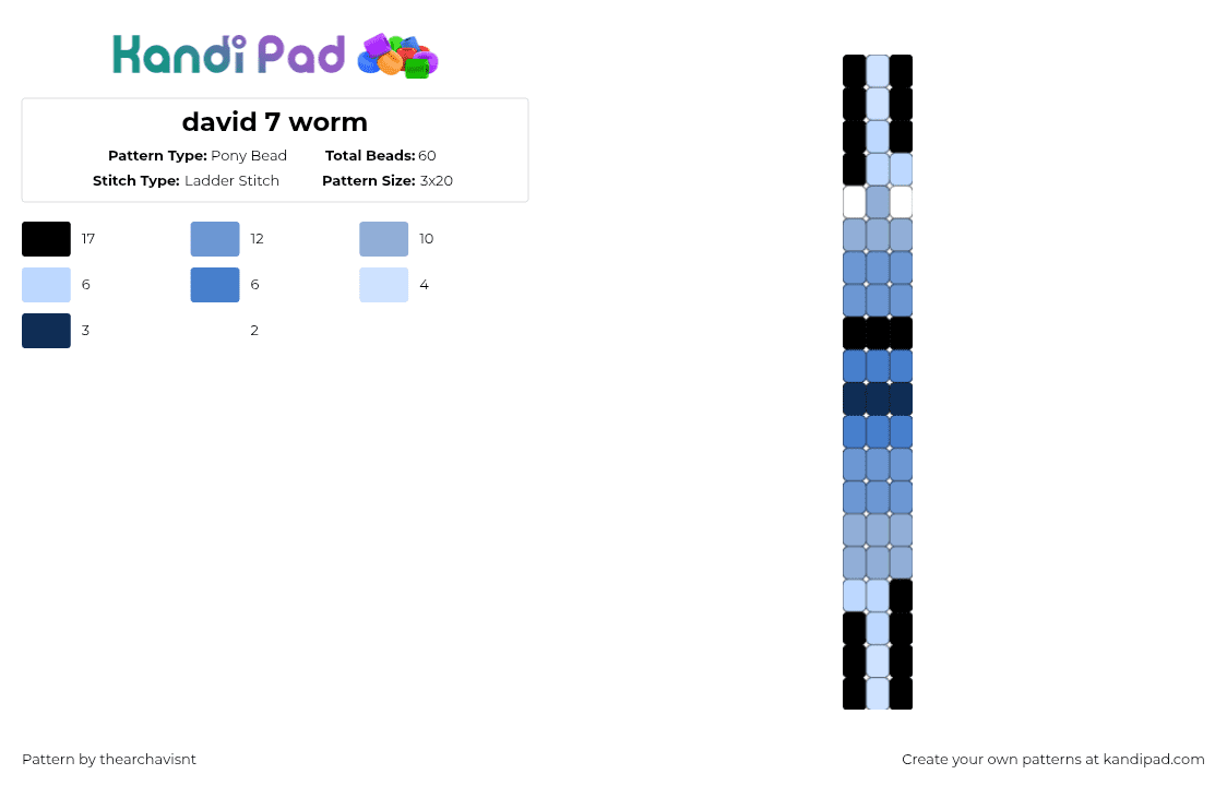 David 7 worm Pony Bead Pattern - Kandi Pad | Kandi Patterns, Fuse Bead ...