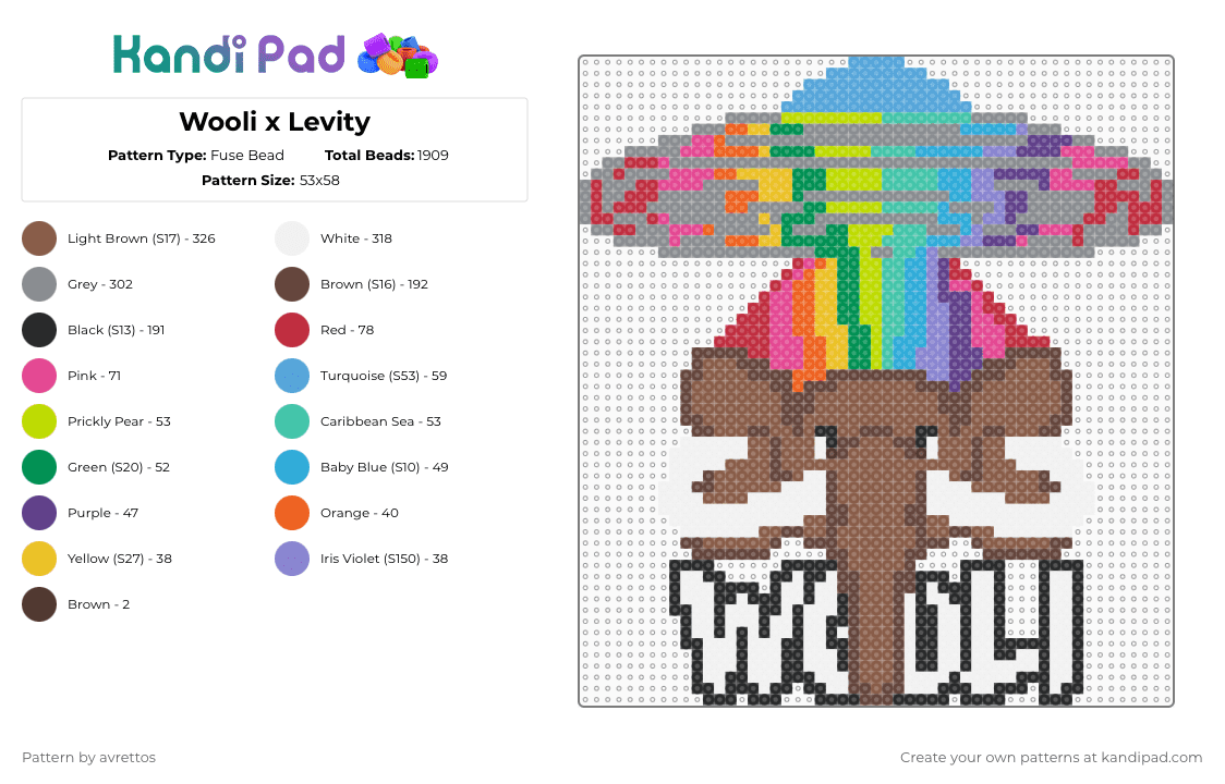 Wooli x Levity Fuse Bead Pattern - Kandi Pad | Kandi Patterns, Fuse ...