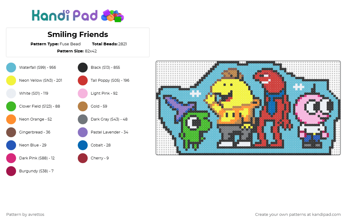 Smiling Friends Fuse Bead Pattern - Kandi Pad | Kandi Patterns, Fuse ...