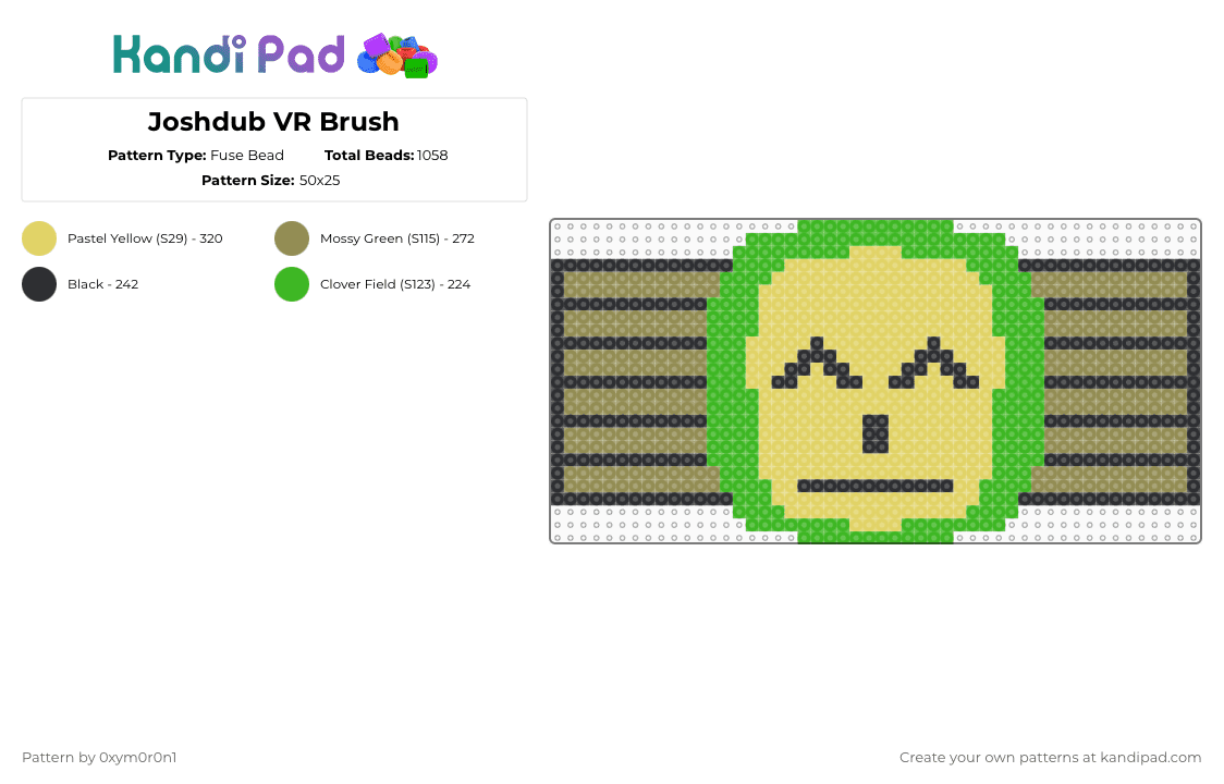Joshdub VR Brush Fuse Bead Pattern - Kandi Pad | Kandi Patterns, Fuse ...