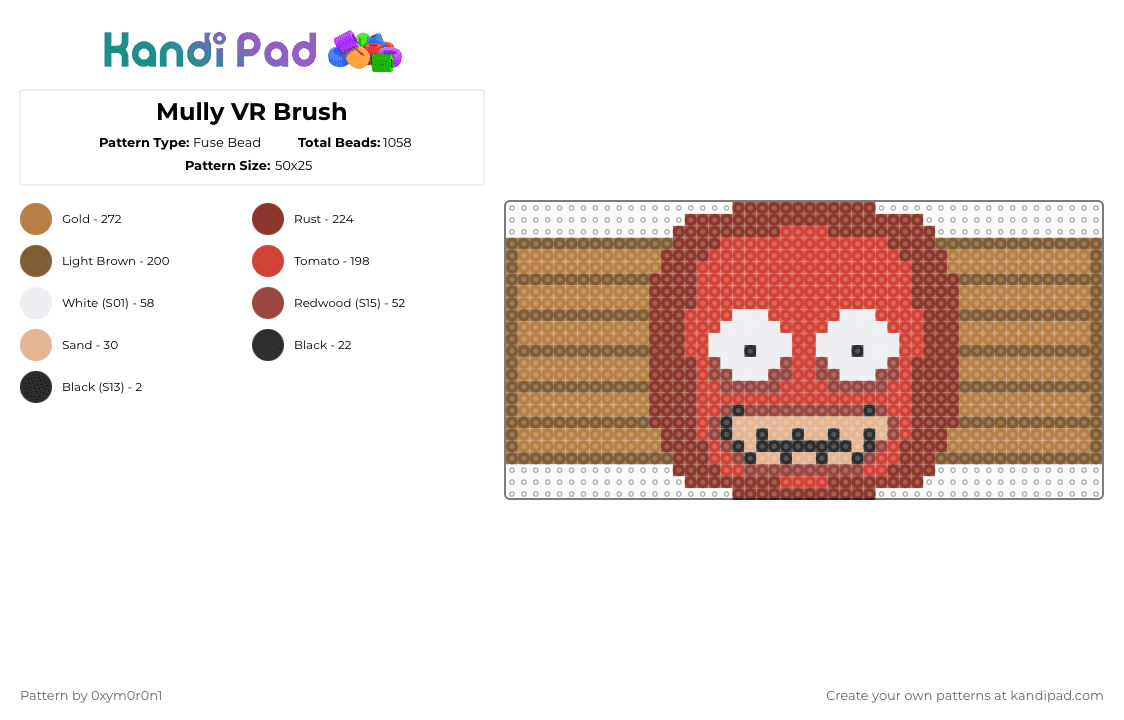 Mully VR Brush Fuse Bead Pattern - Kandi Pad | Kandi Patterns, Fuse ...