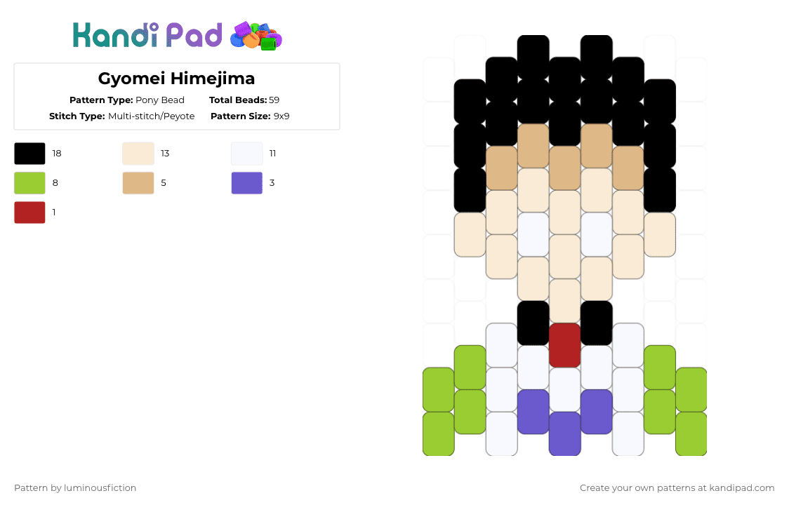 Gyomei Himejima Pony Bead Pattern - Kandi Pad | Kandi Patterns, Fuse ...