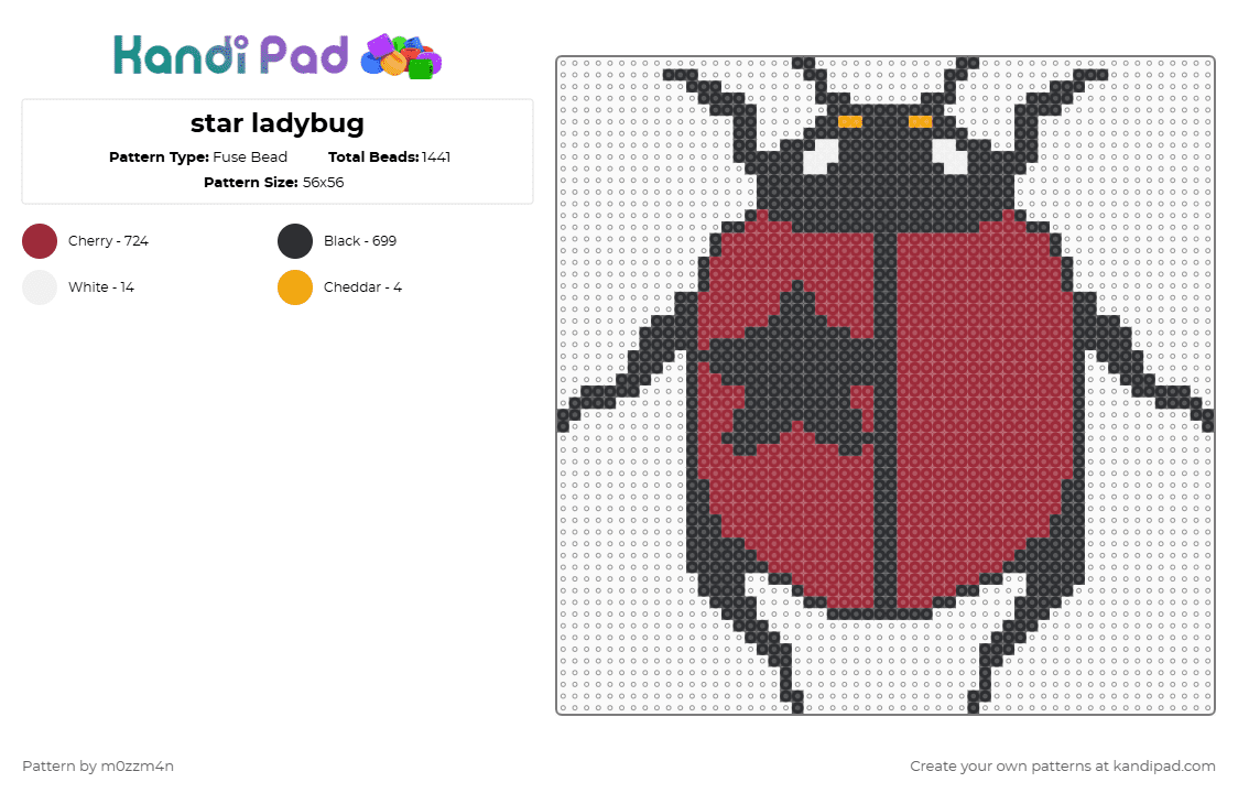 Star ladybug Fuse Bead Pattern - Kandi Pad | Kandi Patterns, Fuse Bead ...