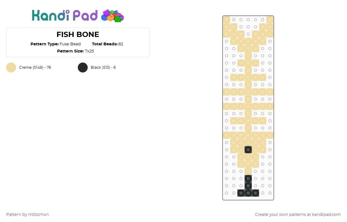FISH BONE Fuse Bead Pattern - Kandi Pad | Kandi Patterns, Fuse Bead ...