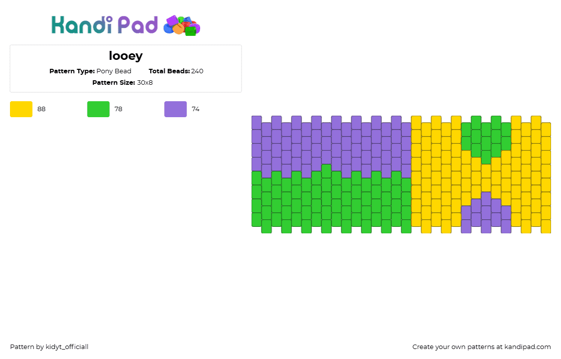 Looey Pony Bead Pattern - Kandi Pad | Kandi Patterns, Fuse Bead ...