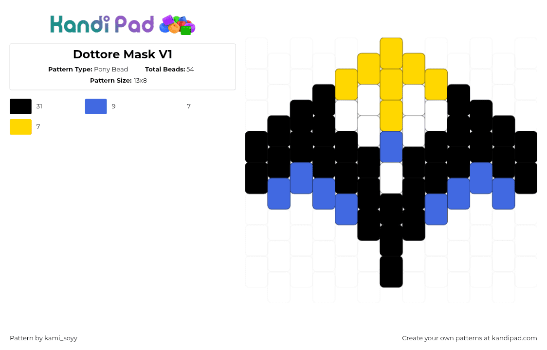 Dottore Mask V1 Pony Bead Pattern - Kandi Pad | Kandi Patterns, Fuse ...