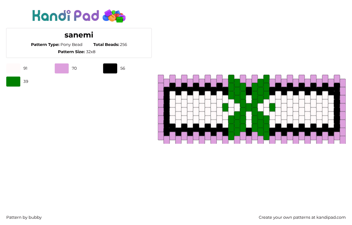 Sanemi Pony Bead Pattern - Kandi Pad | Kandi Patterns, Fuse Bead ...