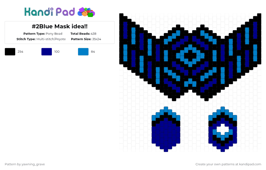 #2Blue Mask idea!! Pony Bead Pattern - Kandi Pad | Kandi Patterns, Fuse ...