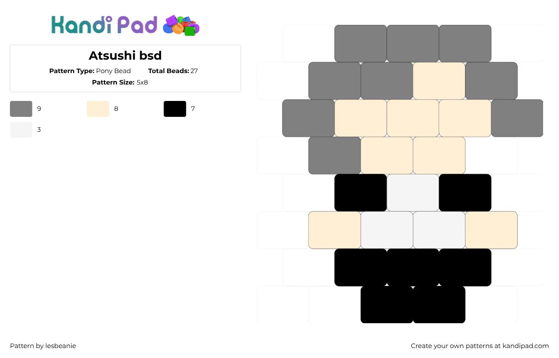 Atsushi bsd Pony Bead Pattern - Kandi Pad | Kandi Patterns, Fuse Bead ...