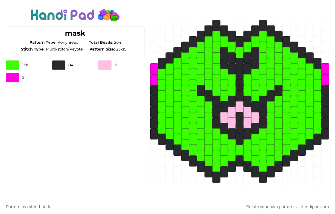 Mask Pony Bead Pattern - Kandi Pad | Kandi Patterns, Fuse Bead Patterns ...