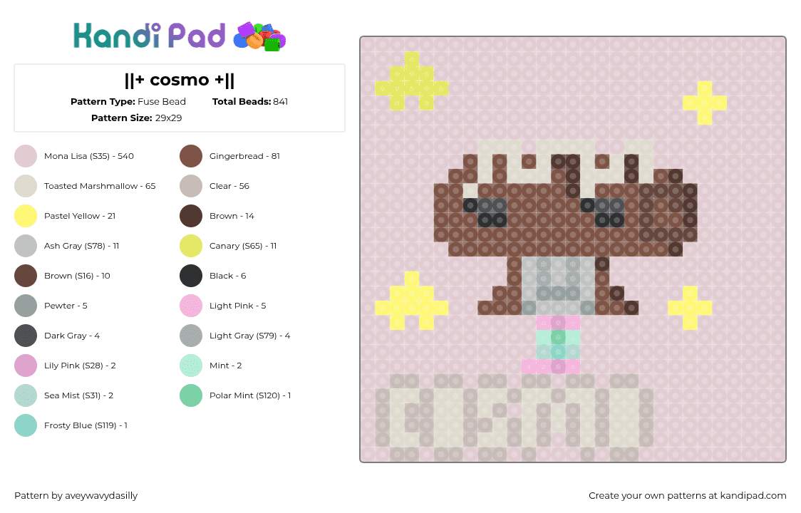 cosmo +|| Fuse Bead Pattern - Kandi Pad | Kandi Patterns, Fuse Bead ...