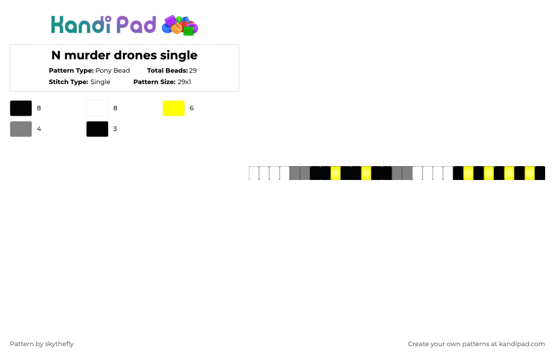 N murder drones single Pony Bead Pattern - Kandi Pad | Kandi Patterns ...