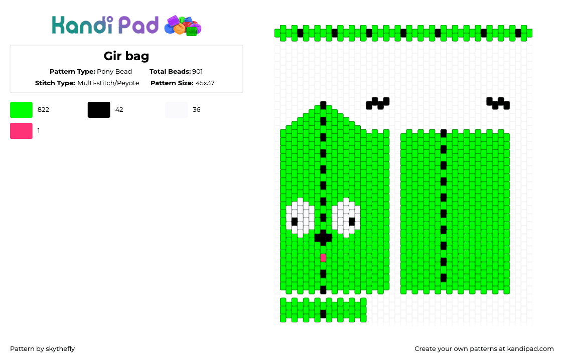 Gir bag Pony Bead Pattern - Kandi Pad | Kandi Patterns, Fuse Bead ...