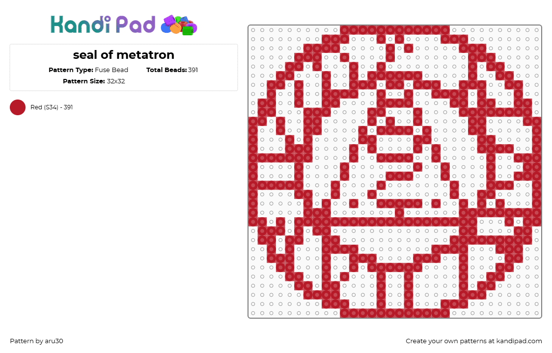 Seal of metatron Fuse Bead Pattern - Kandi Pad | Kandi Patterns, Fuse ...