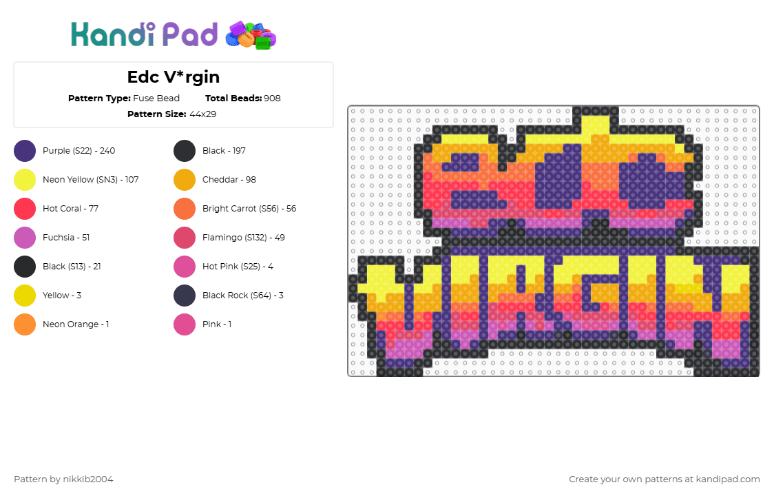 Edc Fuse Bead Patterns - Gallery - Kandi Pad | Kandi Patterns, Fuse ...