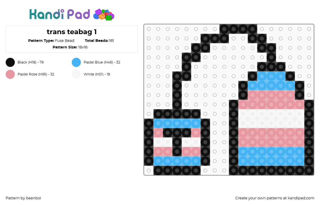 Trans teabag 1 Fuse Bead Pattern - Kandi Pad | Kandi Patterns, Fuse ...