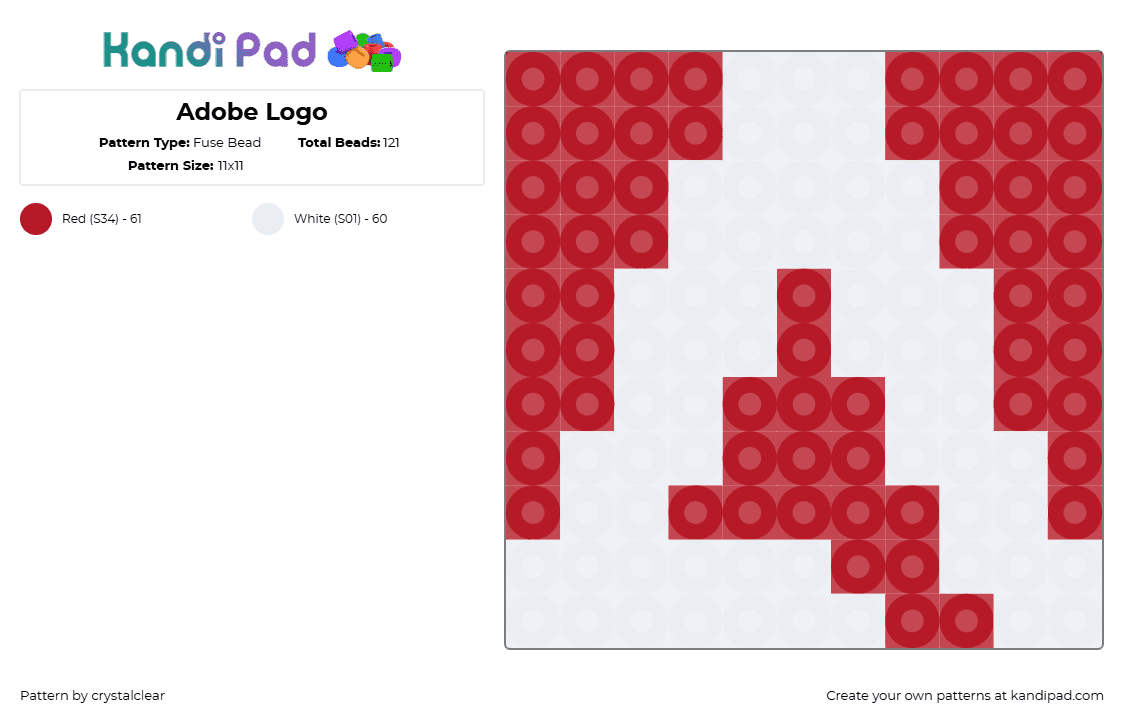 Adobe Logo Fuse Bead Pattern - Kandi Pad | Kandi Patterns, Fuse Bead ...