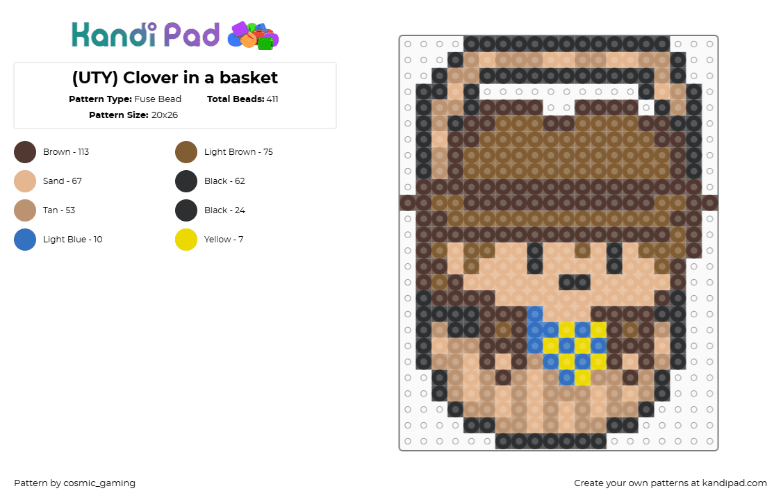 (UTY) Clover in a basket Fuse Bead Pattern - Kandi Pad | Kandi Patterns ...