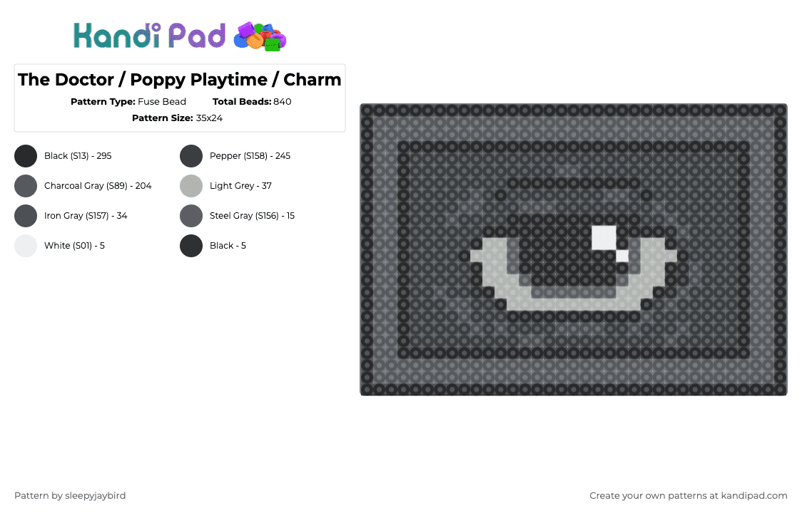 The Doctor / Poppy Playtime / Charm Fuse Bead Pattern - Kandi Pad ...
