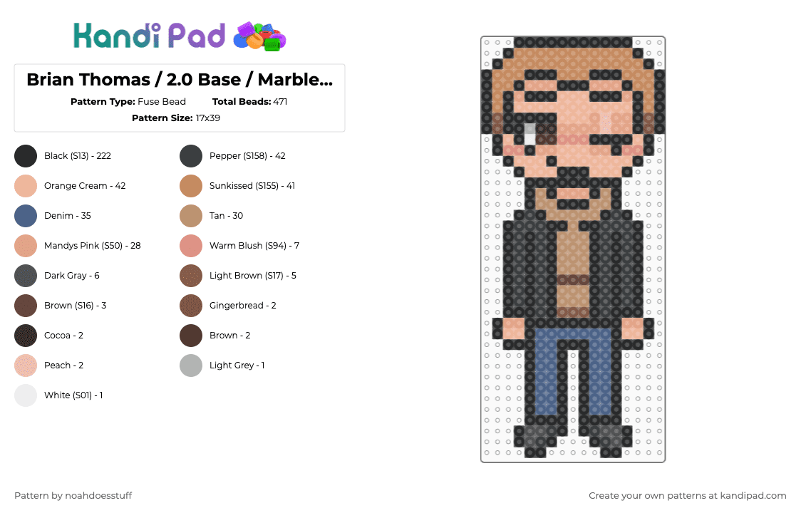 Brian Thomas / 2.0 Base / Marble Hornets Fuse Bead Pattern - Kandi Pad ...