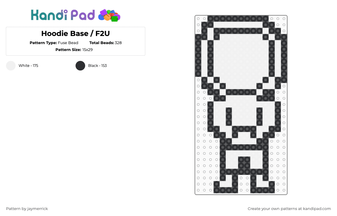 Hoodie Base / F2U Fuse Bead Pattern - Kandi Pad | Kandi Patterns, Fuse ...