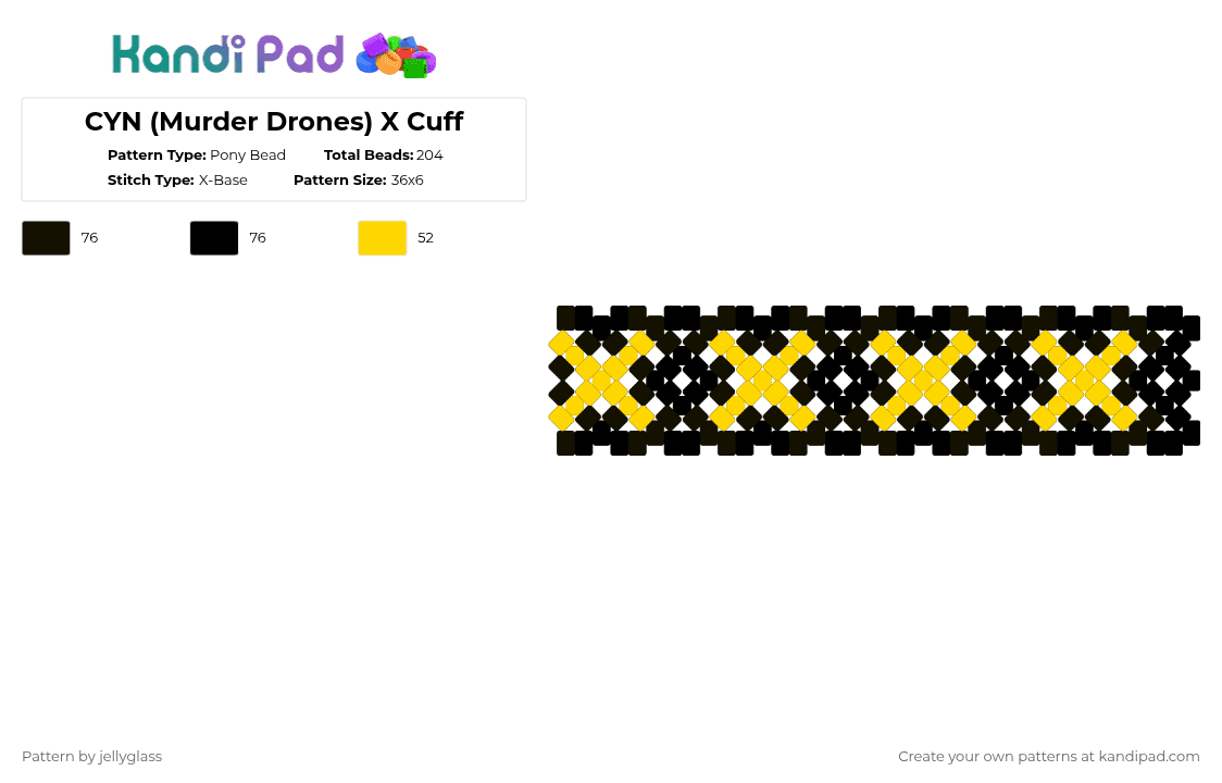 CYN (Murder Drones) X Cuff Pony Bead Pattern - Kandi Pad | Kandi ...