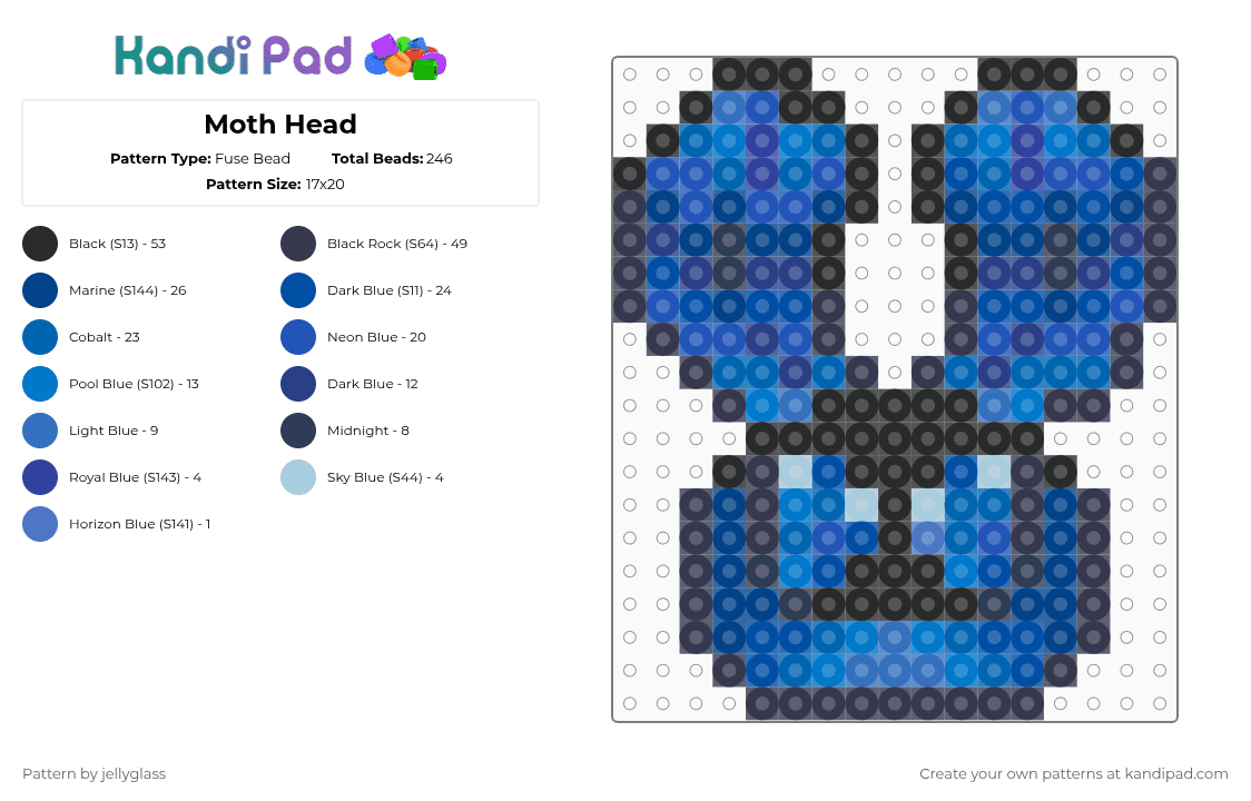Moth Head Fuse Bead Pattern - Kandi Pad | Kandi Patterns, Fuse Bead ...