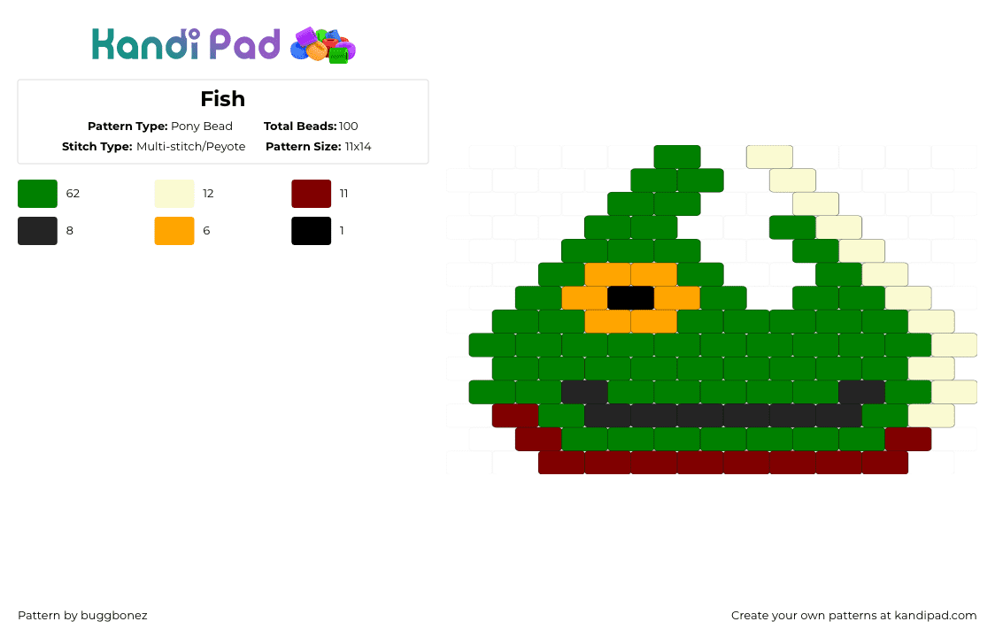 Fish Pony Bead Pattern - Kandi Pad | Kandi Patterns, Fuse Bead Patterns ...