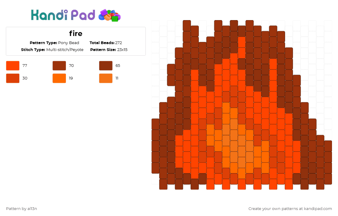 Fire Pony Bead Pattern - Kandi Pad | Kandi Patterns, Fuse Bead Patterns ...